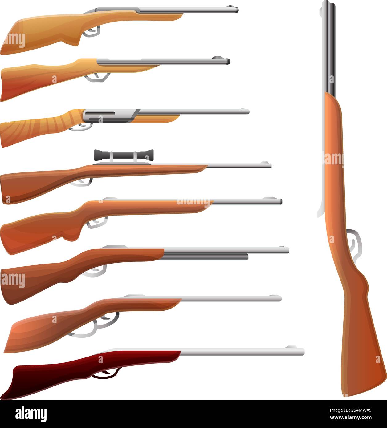 Hunting rifle icons set. Cartoon set of hunting rifle vector icons for ...