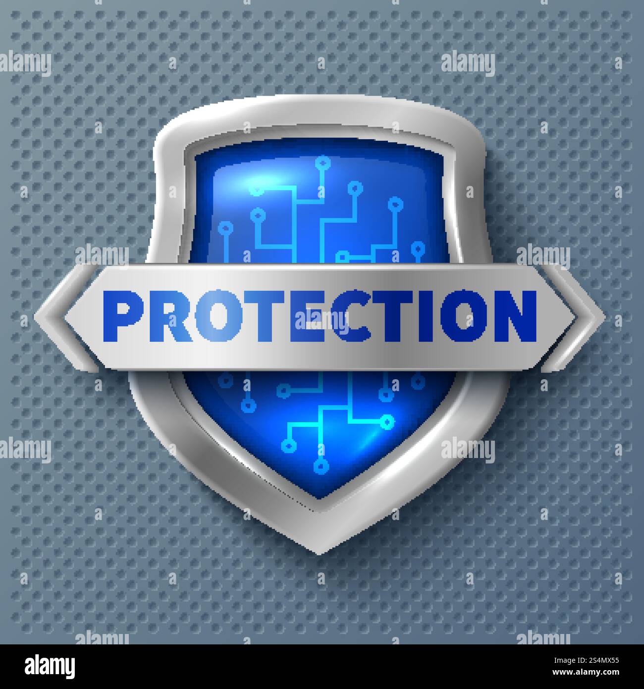 Shiny protection metal shield. Realistic safety and protection symbol ...
