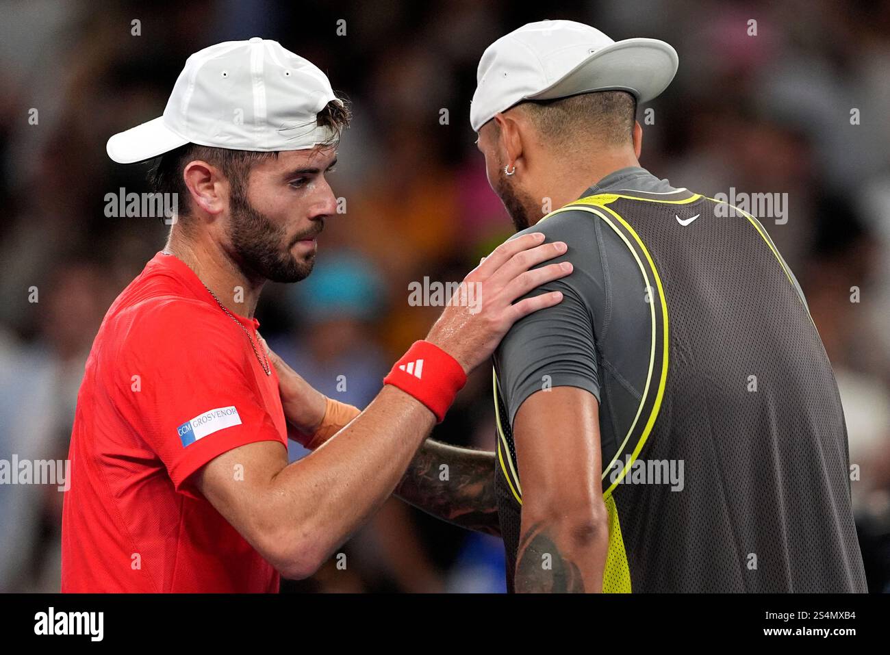 Nick Kyrgios, right, of Australia congratulates Jacob Fearnley of ...