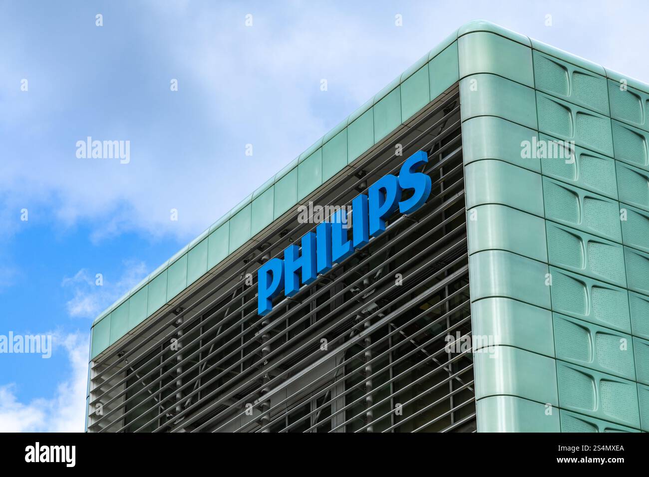 Eindhoven, the Netherlands. 18 April 2024. Philips logo on a building ...