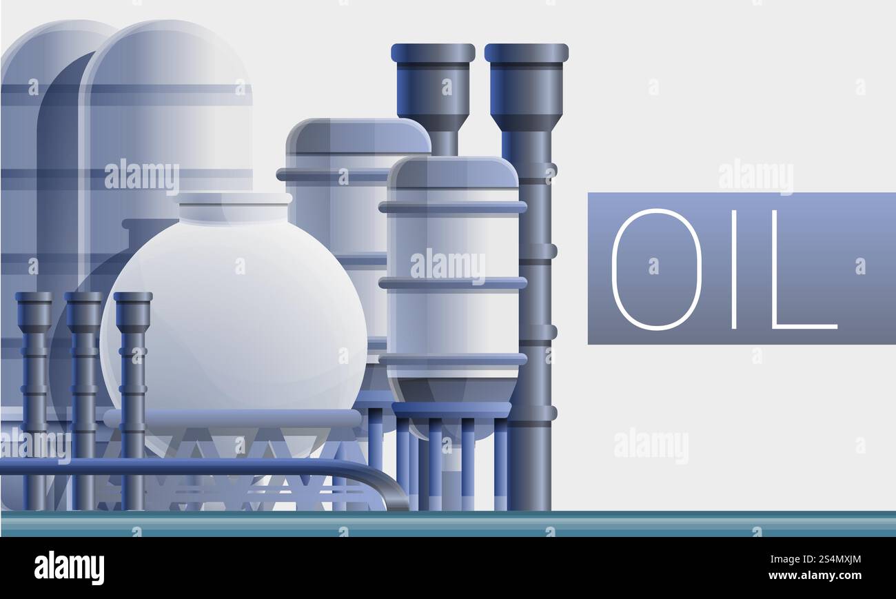 Fuel oil refinery concept banner. Cartoon illustration of fuel oil ...