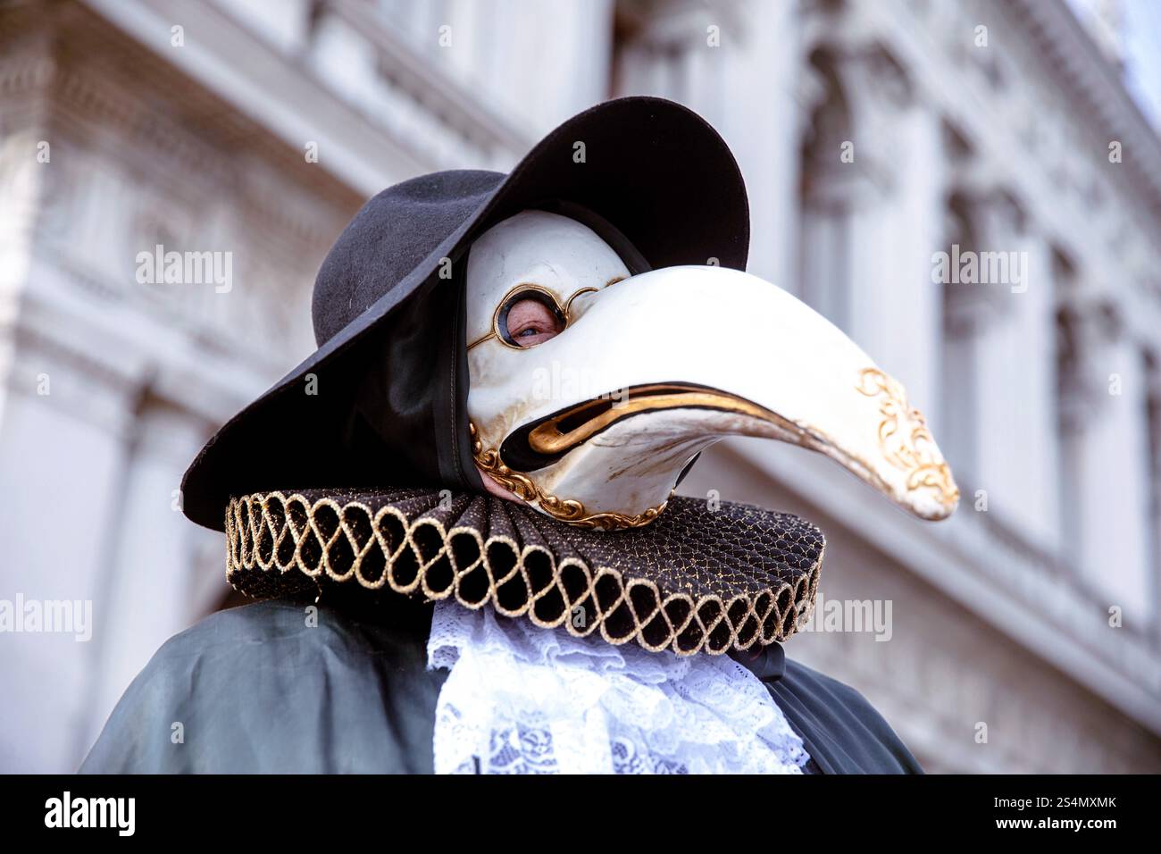 Venetian plague doctor in traditional costume with beak mask Stock ...