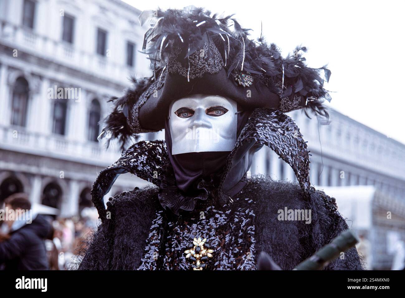 Elaborate masked costume at venetian carnival parade Stock Photo - Alamy