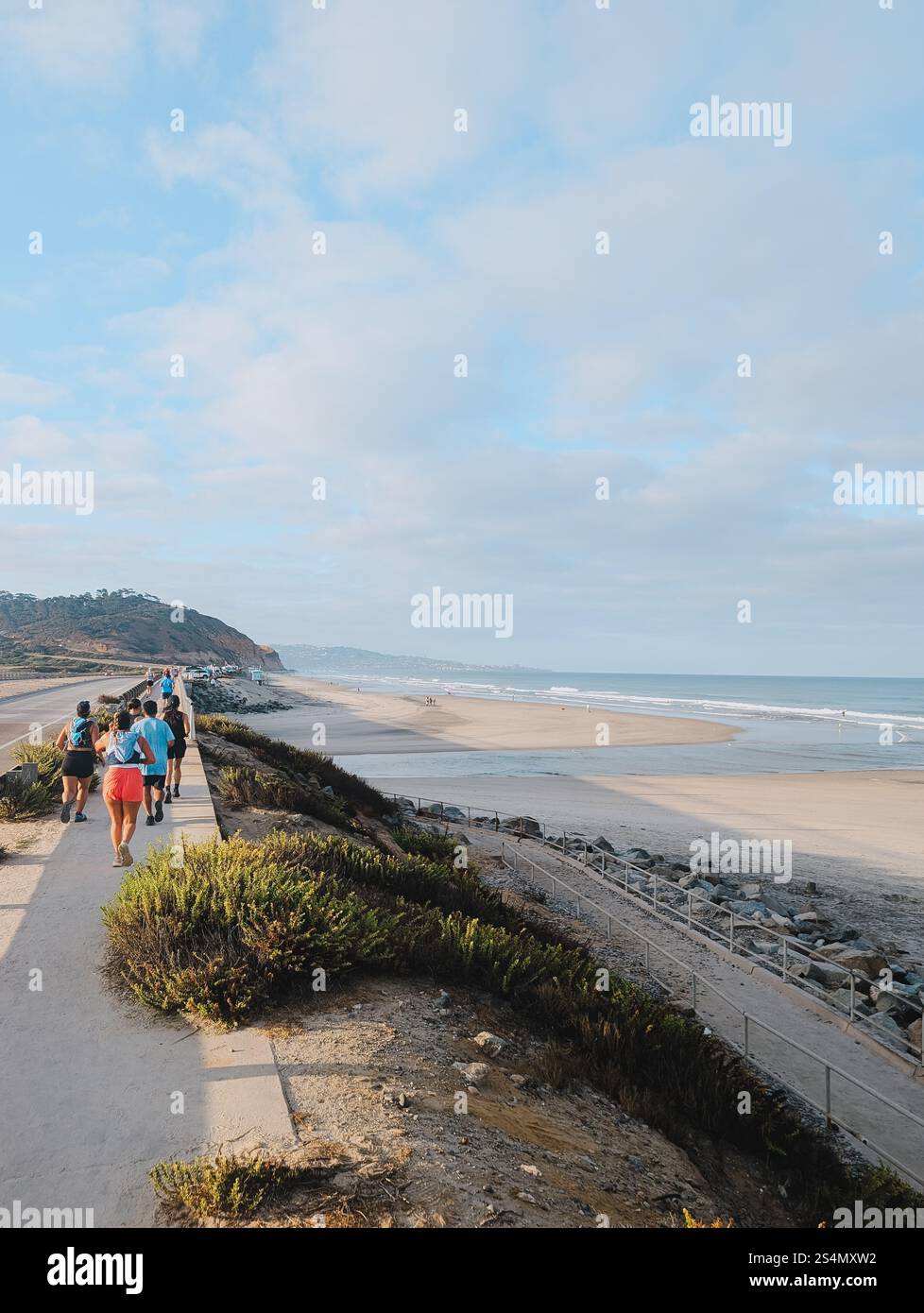 San Diego run club on summer morning run at Torrey Poines Stock Photo ...