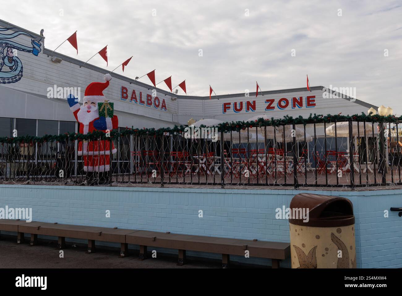 Santa decoration at Balboa Fun Zone in Newport Beach Stock Photo - Alamy