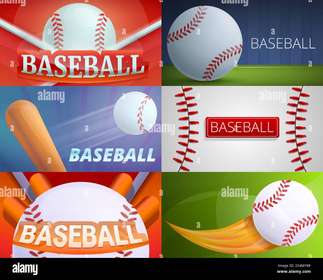 Baseball equipment banner set. Cartoon illustration of baseball ...