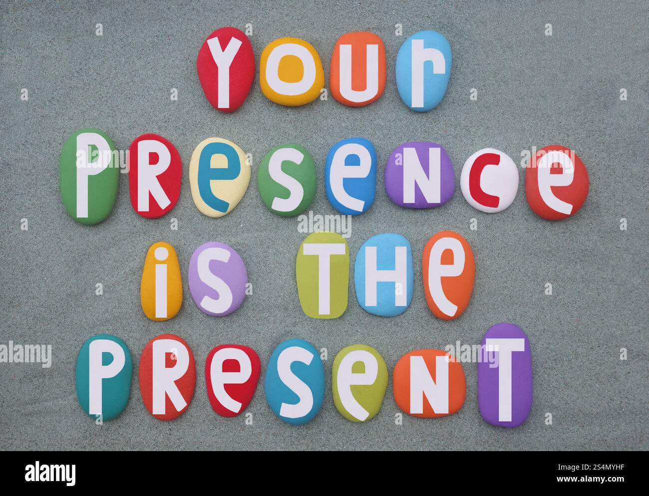 Your presence is the present, motivational slogan composed with multi ...