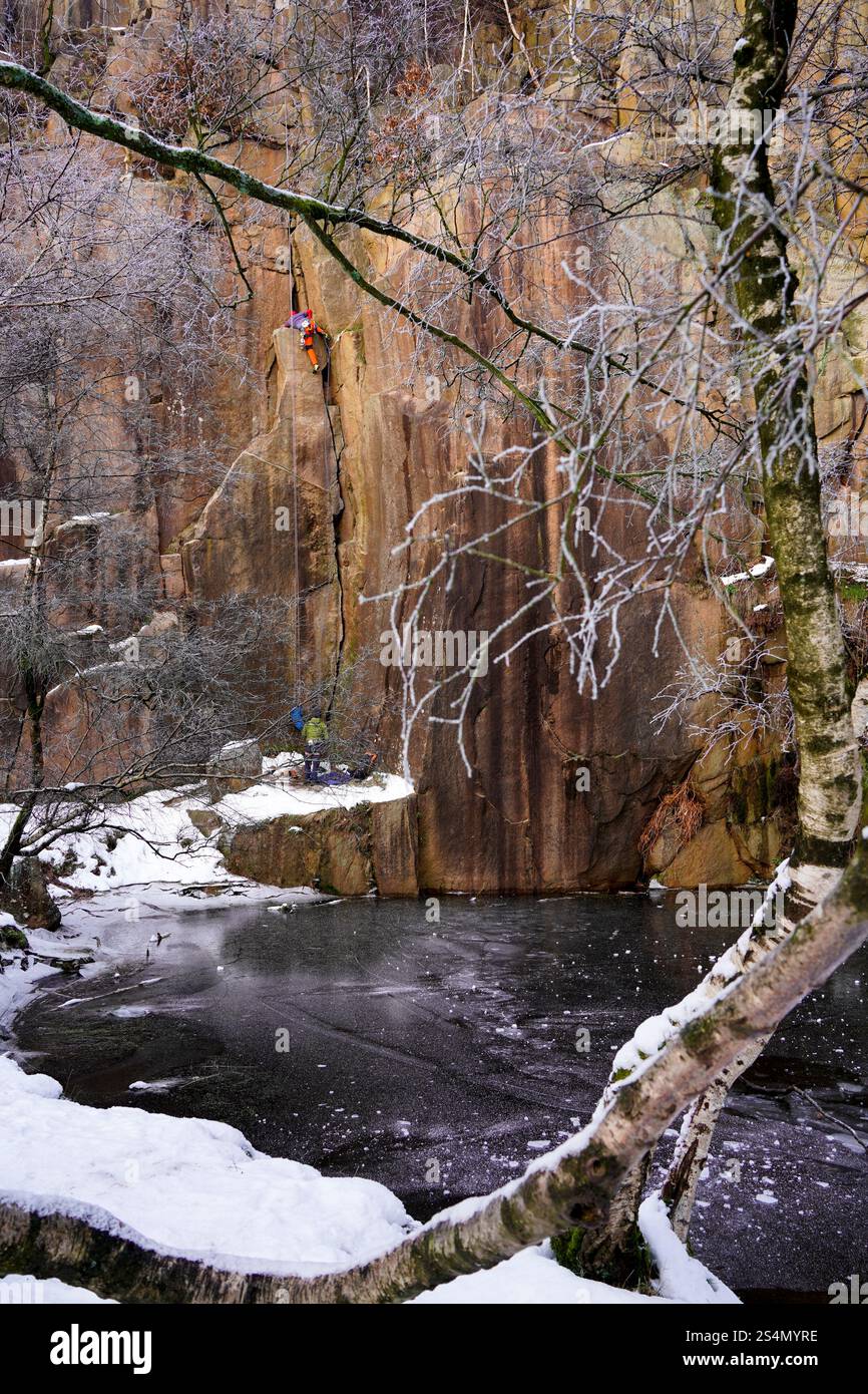 Snow scenes in Derbyshire Peak District National Park England UK ...