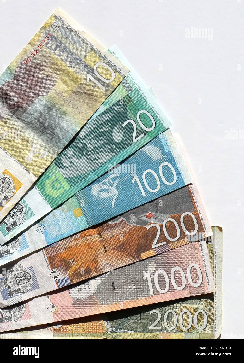 Colorful Serbian Dinar banknotes isolated on white Stock Photo - Alamy
