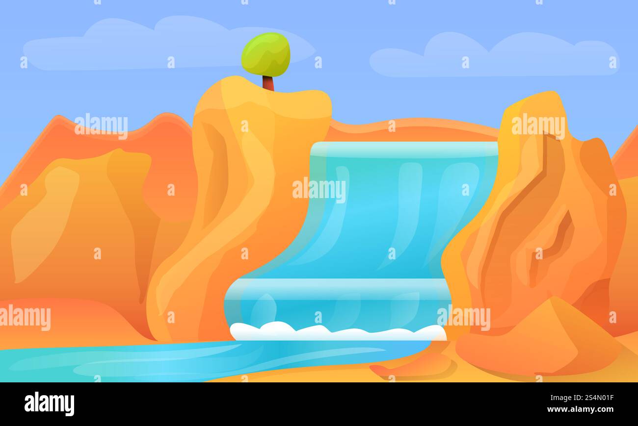 Waterfall concept banner. Cartoon illustration of waterfall vector ...