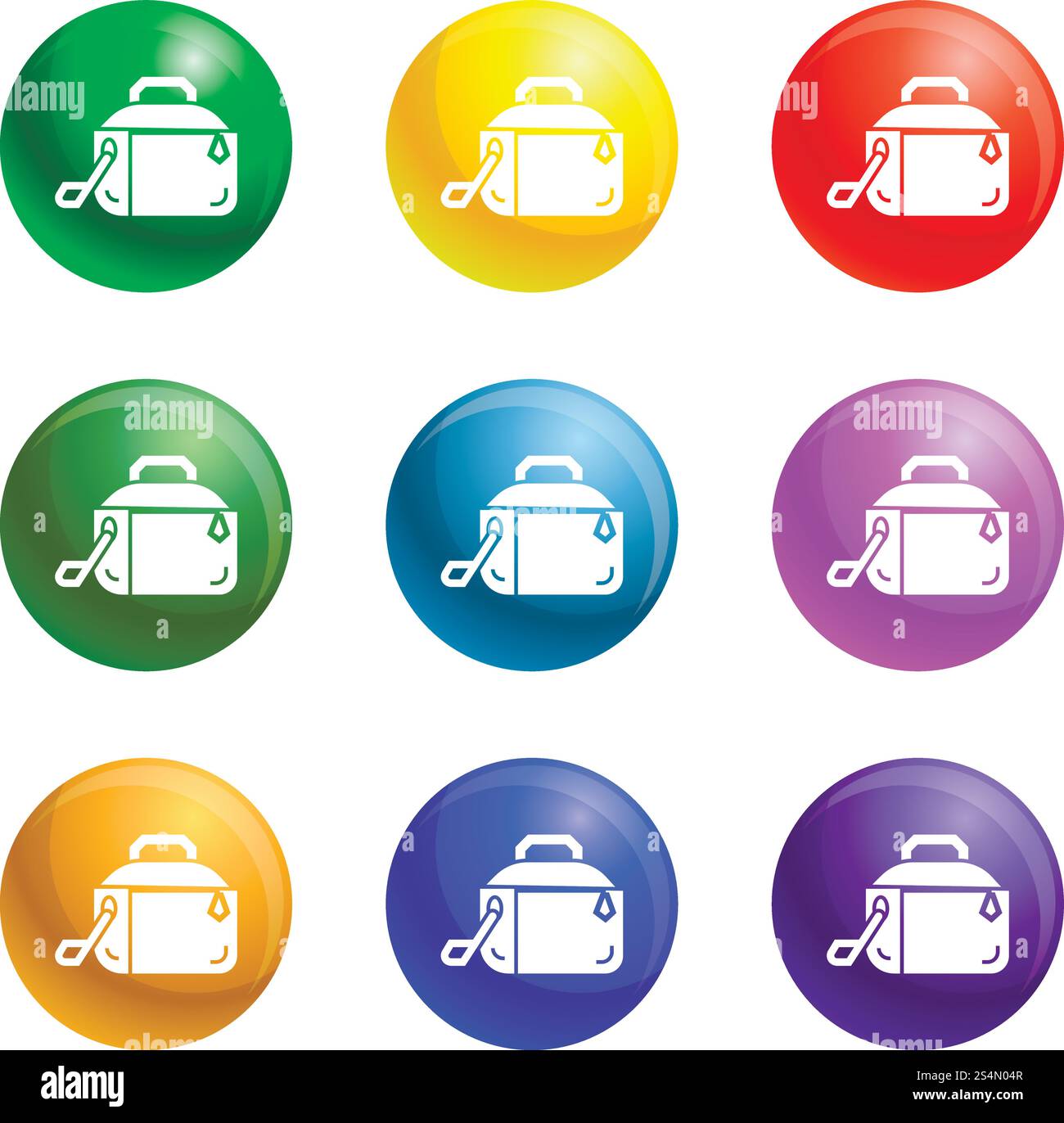 Metal lunch box icons vector 9 color set isolated on white background ...
