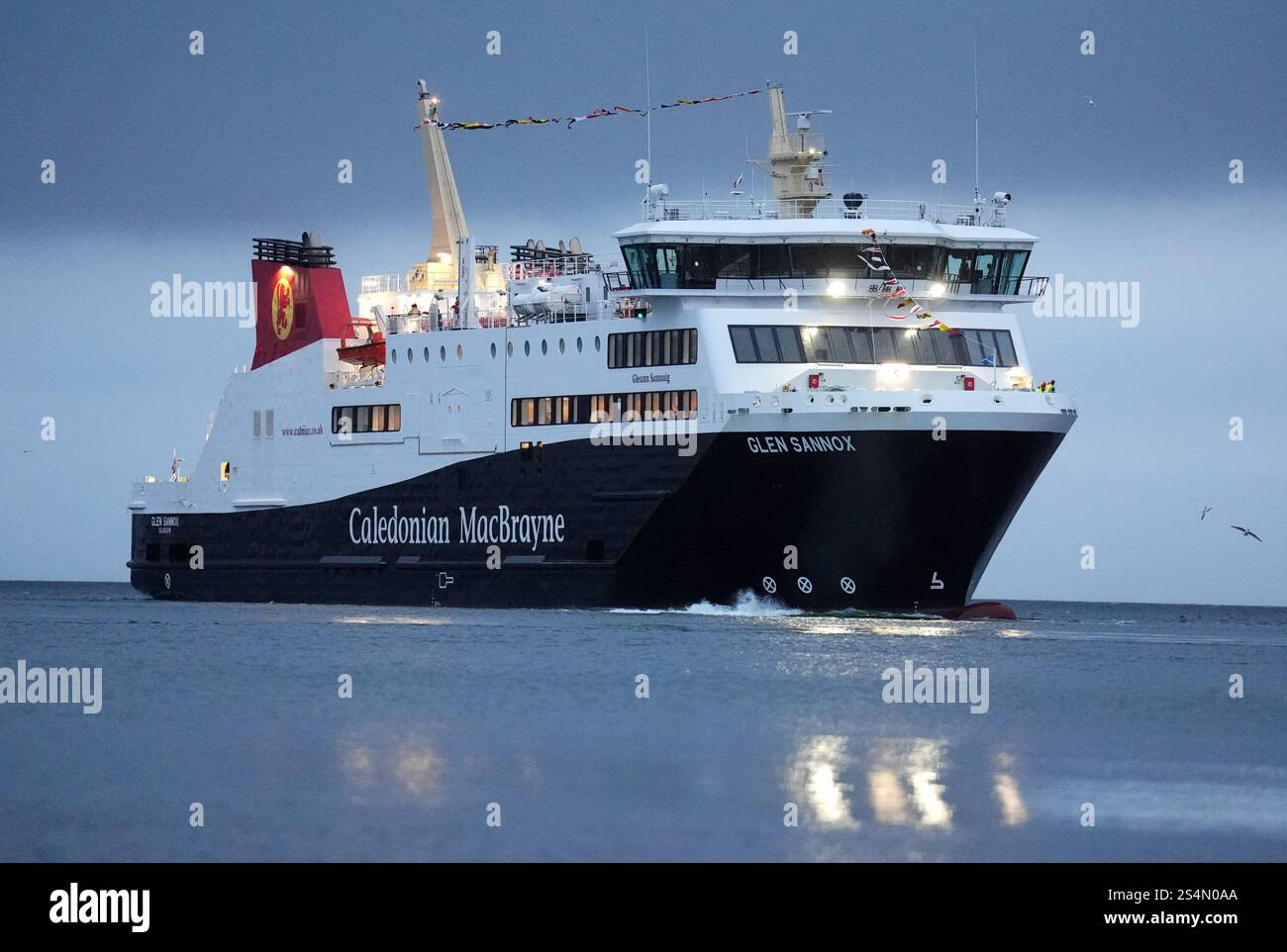 The Glen Sannox ferry journeys from Brodick on Isle of Arran to Troon ...