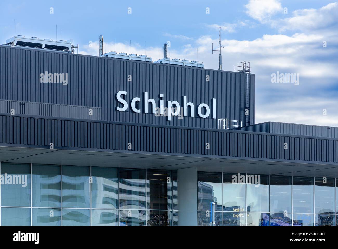 Amsterdam, the Netherlands. 6 December 2023. Schiphol logo letters at ...