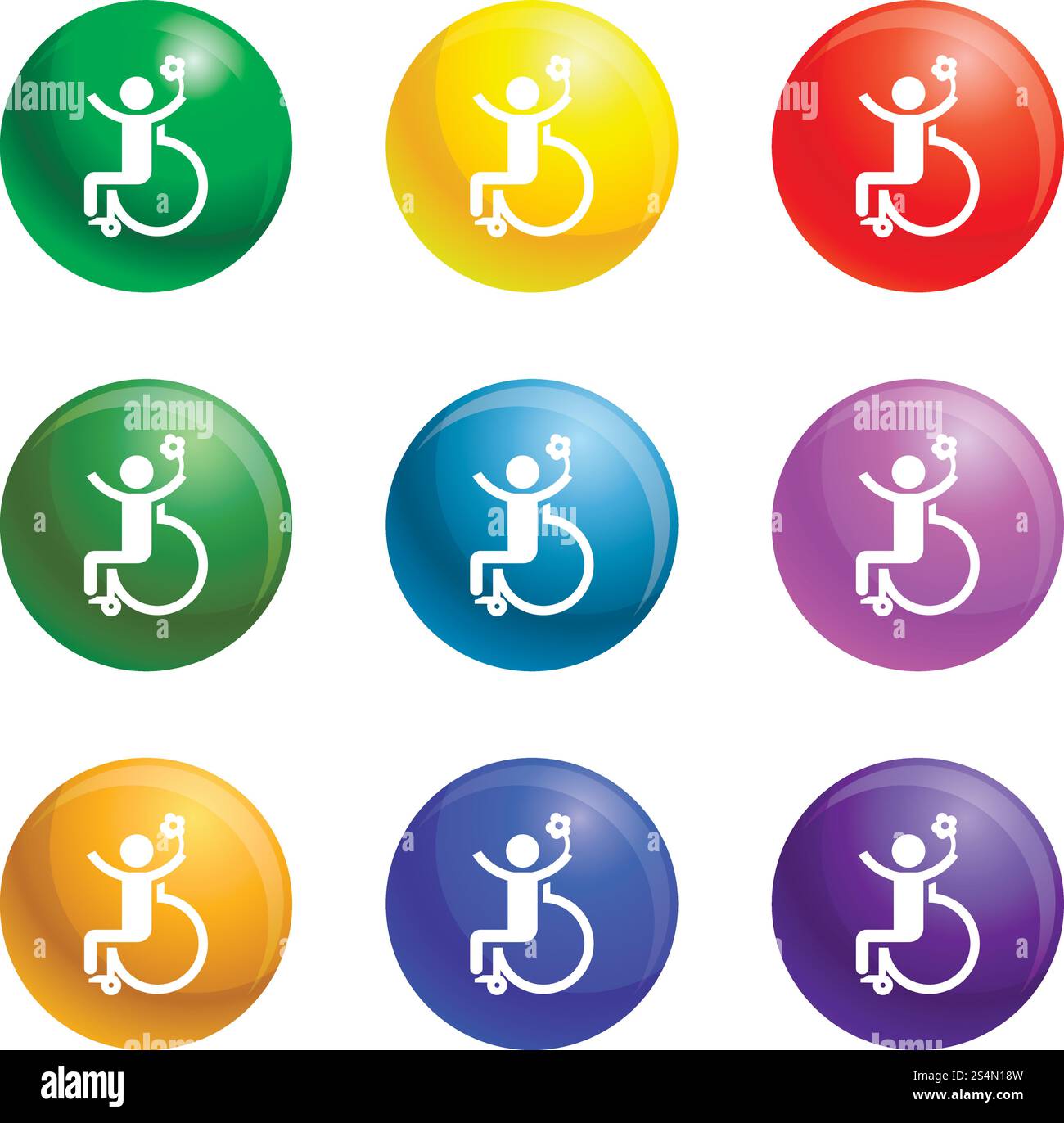 Man prosthesis leg icons vector 9 color set isolated on white ...