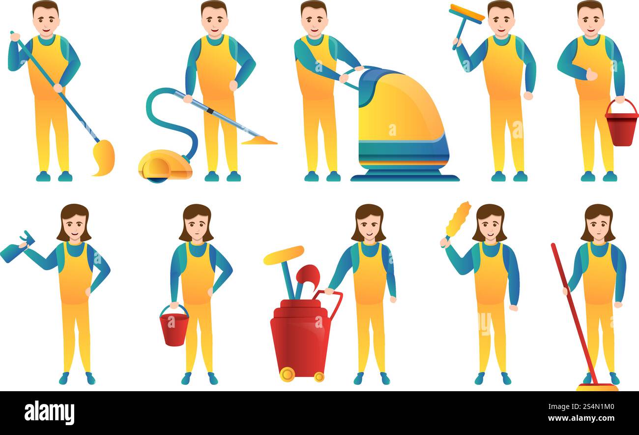 Cleaner equipment icons set. Cartoon set of cleaner equipment vector ...