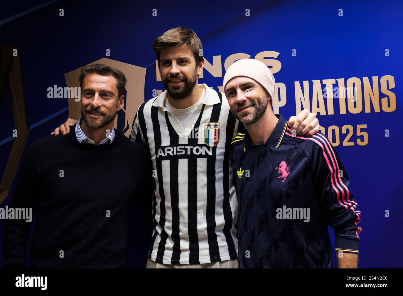 Turin, Italy. 12 January 2025. (L-R) Claudio Marchisio, Gerard Pique ...