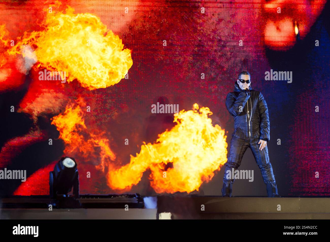 Turin, Italy. 12 January 2025. Italian singer Mahmood (Alessandro ...