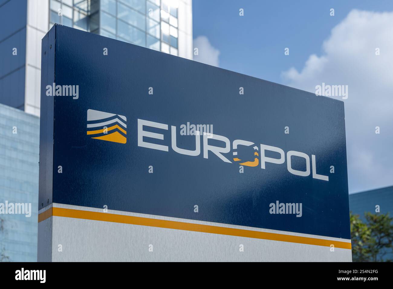 The Hague, the Netherlands. 2 September 2023. Europol logo sign ...