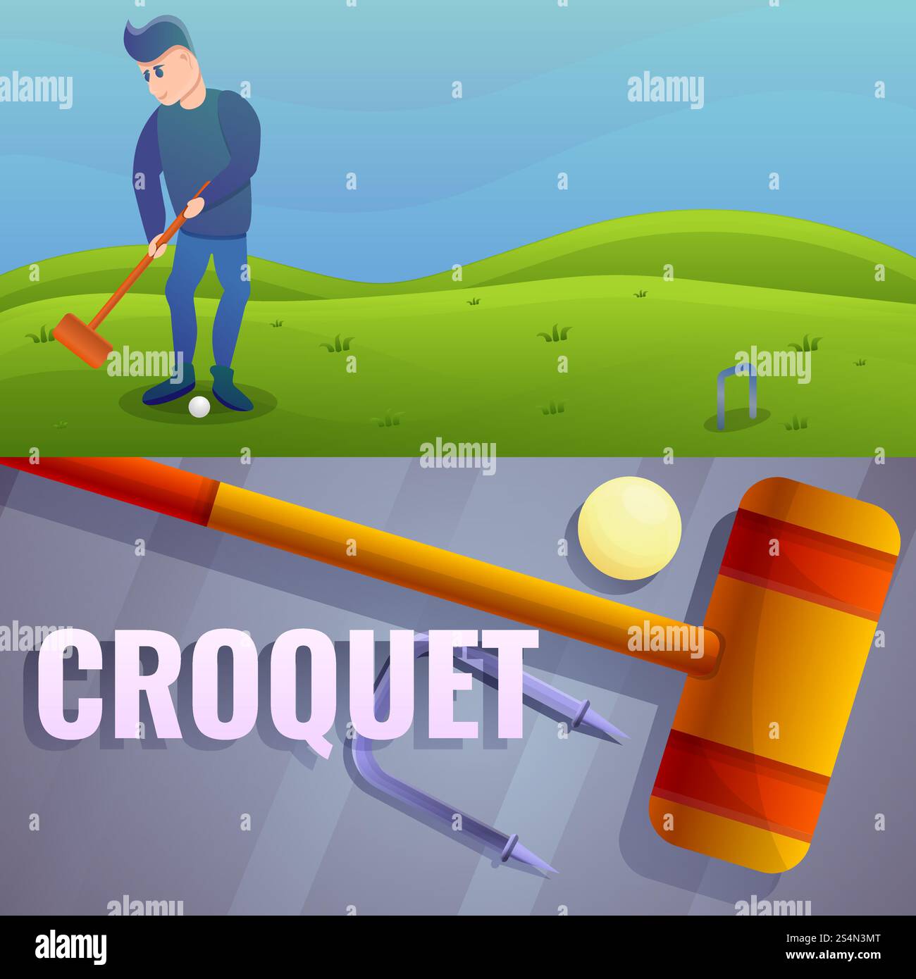 Croquet banner set. Cartoon illustration of croquet vector banner set ...