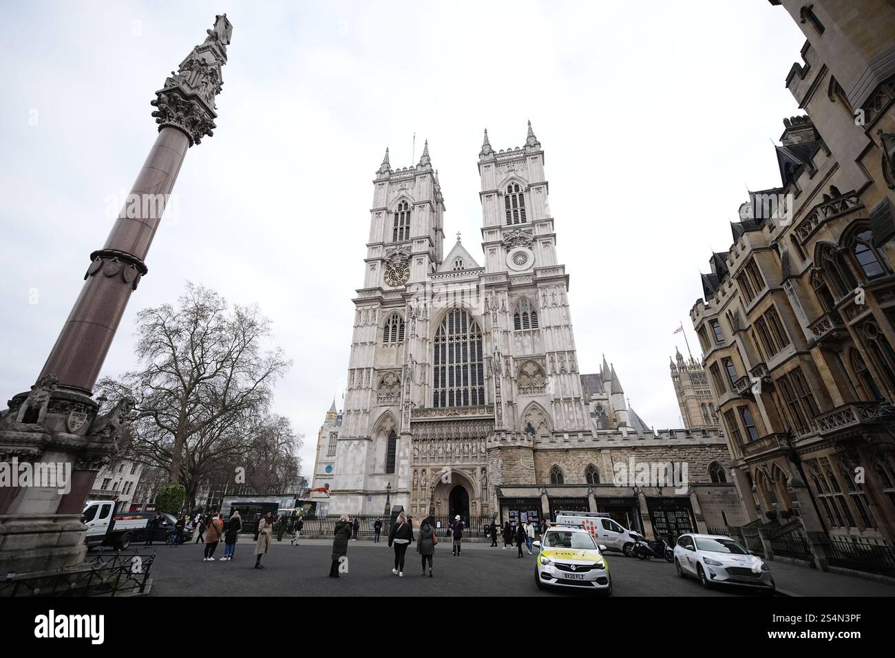 Police car outside Westminster Abbey in central London, where Just Stop ...