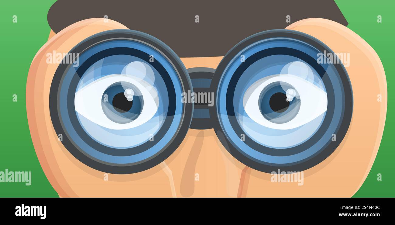 Binoculars concept banner. Cartoon illustration of binoculars vector ...