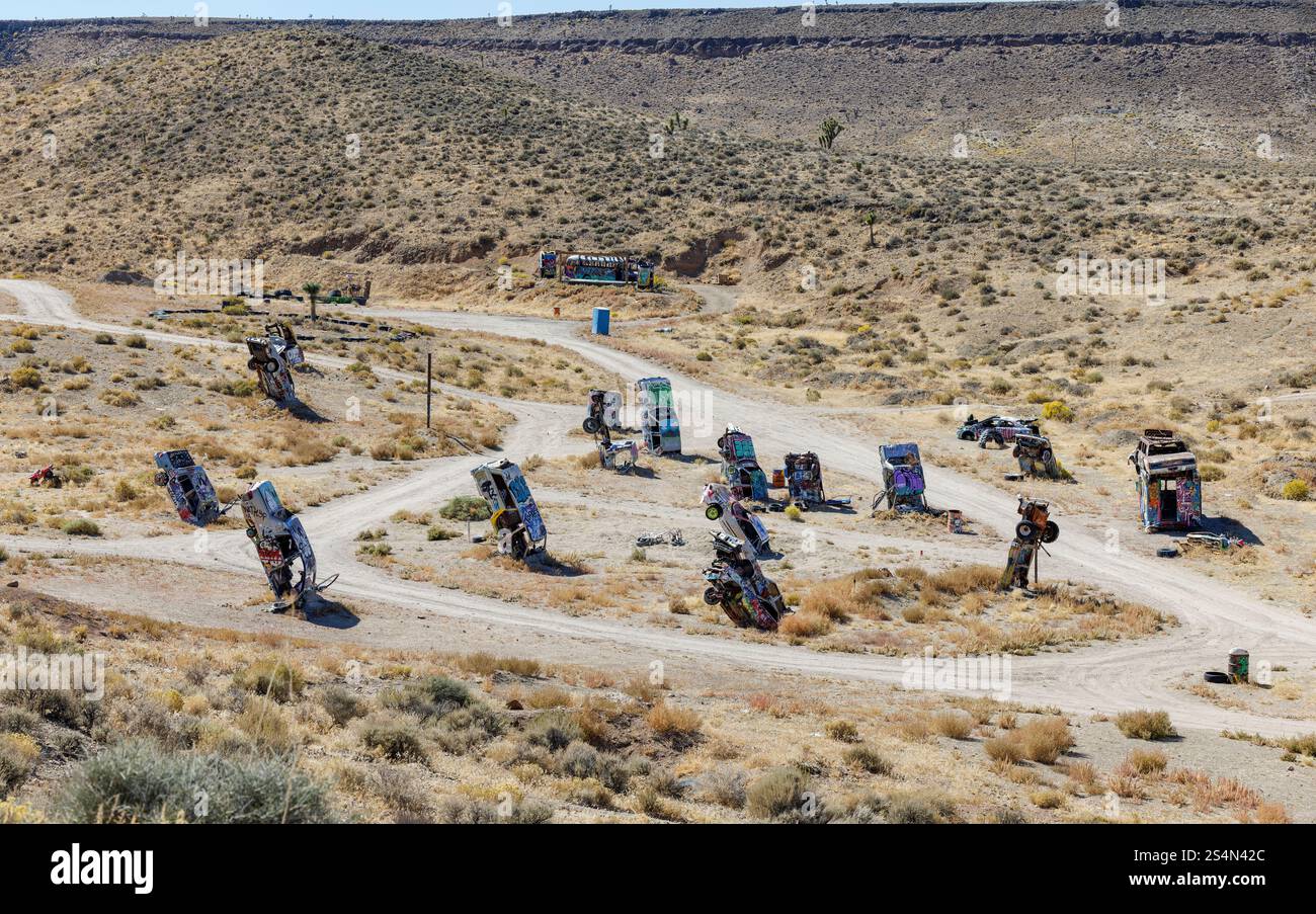 International Car Forest of the Last Church. Part buried cars with ...