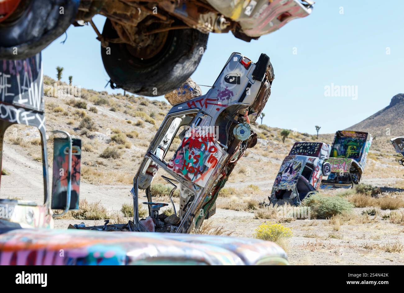 International Car Forest of the Last Church. Part buried cars with artwork just off I-95 in ...