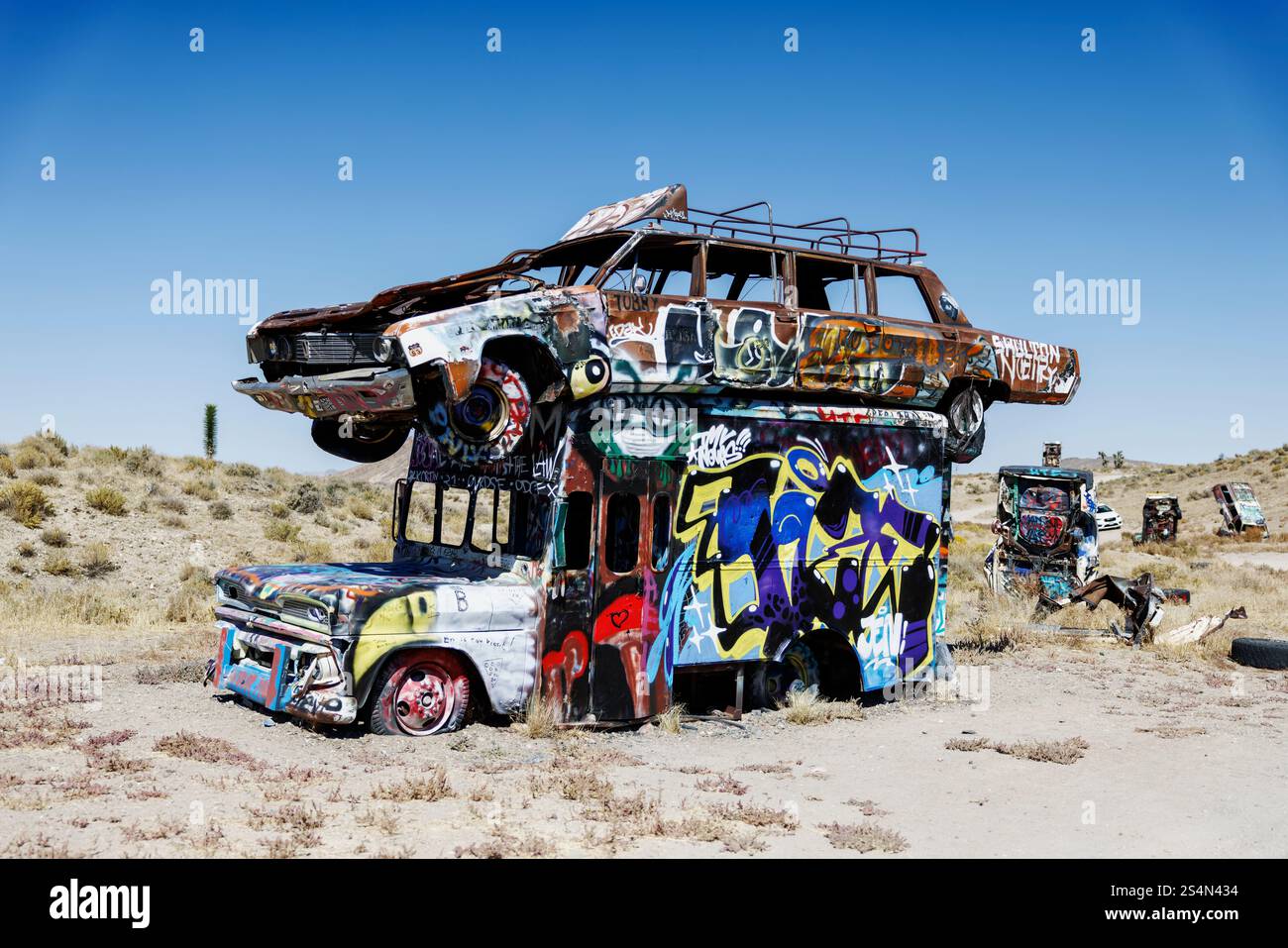International Car Forest of the Last Church. Part buried cars with ...