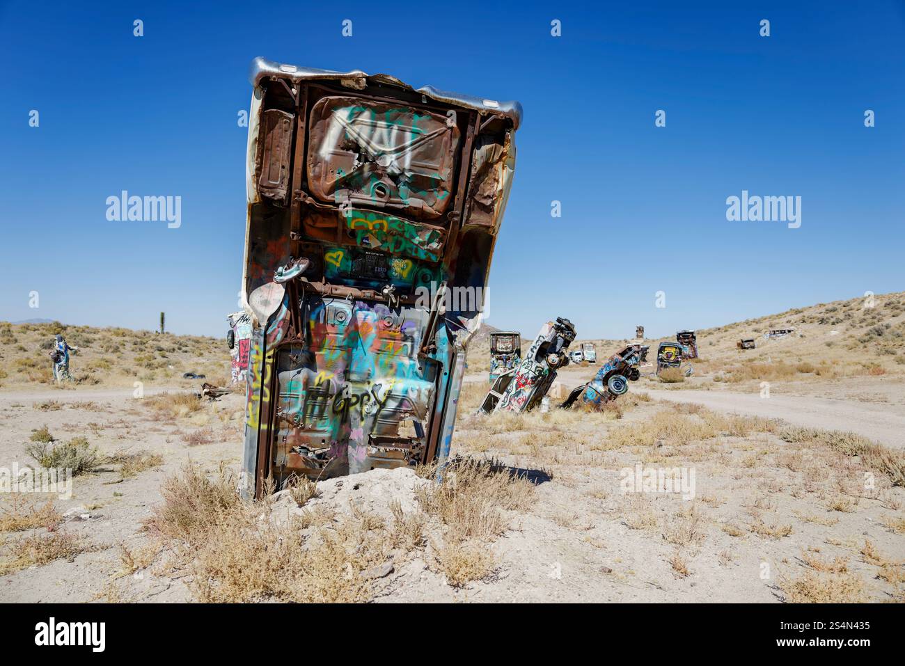 International Car Forest of the Last Church. Part buried cars with ...