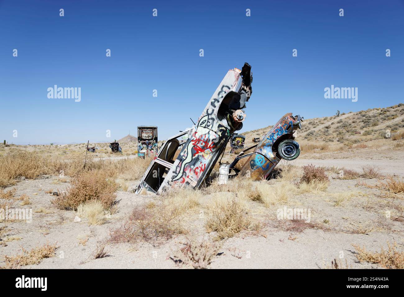 International Car Forest of the Last Church. Part buried cars with artwork just off I-95 in ...