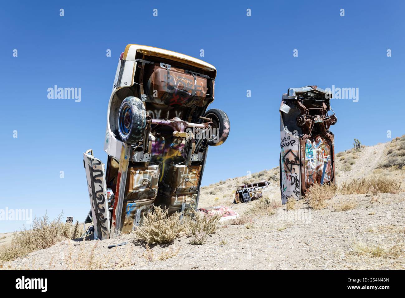 International Car Forest of the Last Church. Part buried cars with ...