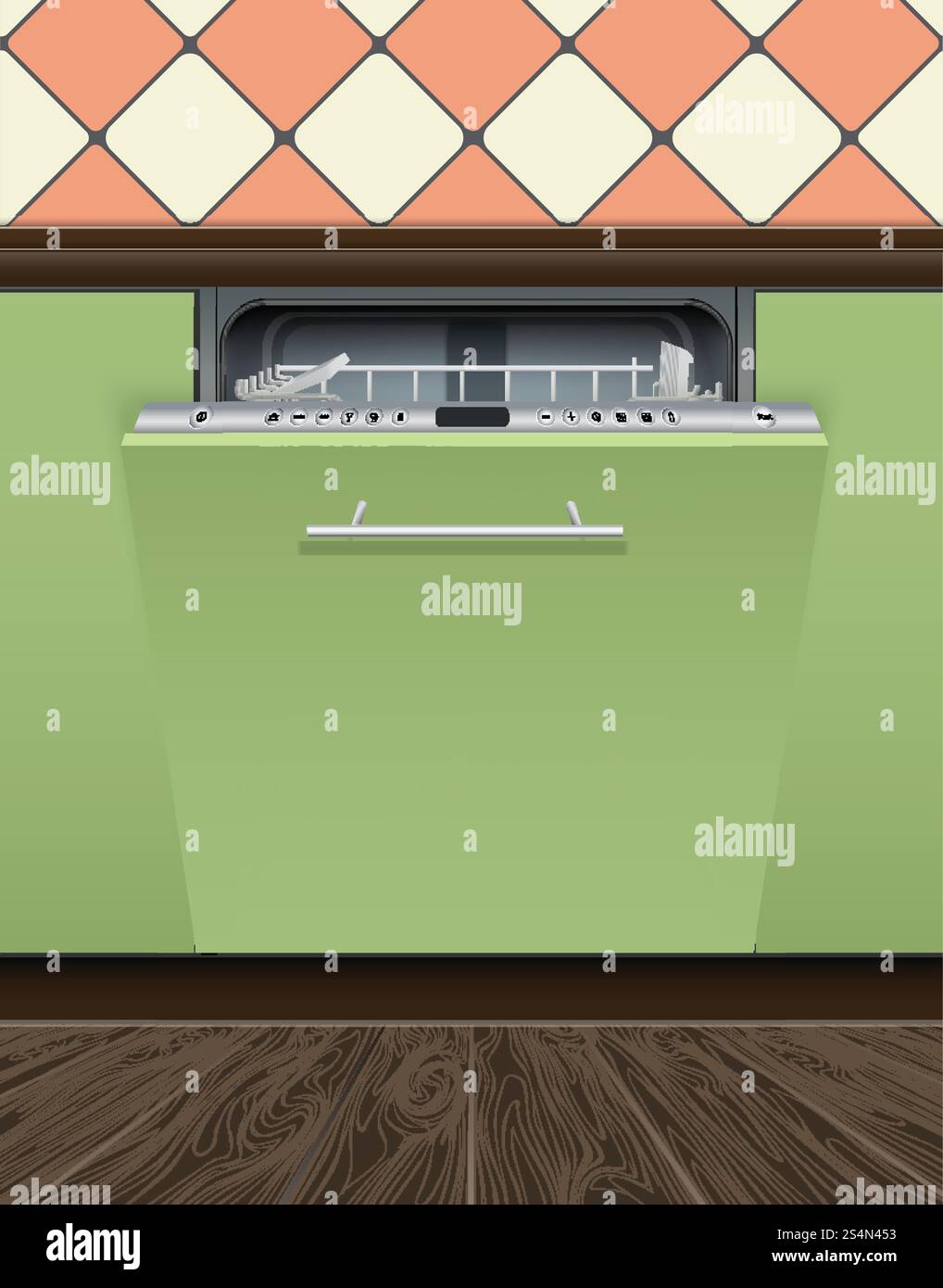 Open dishwasher machine icon. Realistic illustration of open dishwasher ...