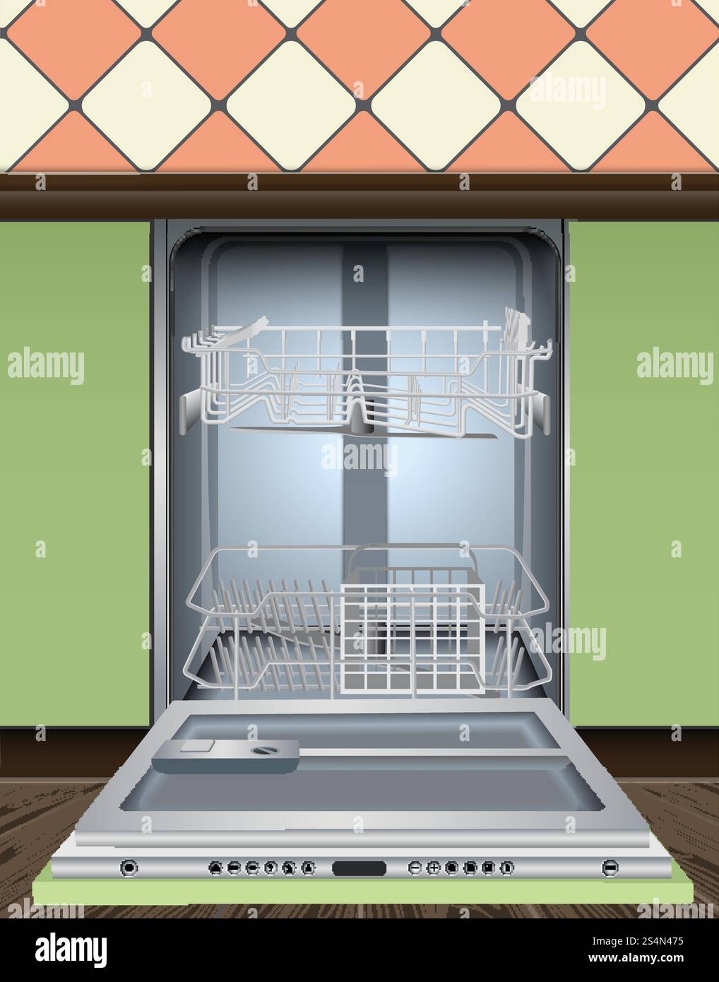 Modern dishwasher machine icon. Realistic illustration of modern ...