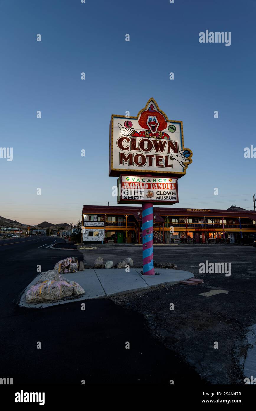 Clown motel known as America's scariest hotel at twilight on Main ...