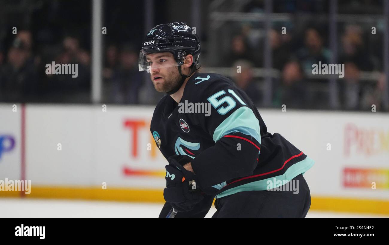 Seattle Kraken center Shane Wright in action against the New Jersey ...