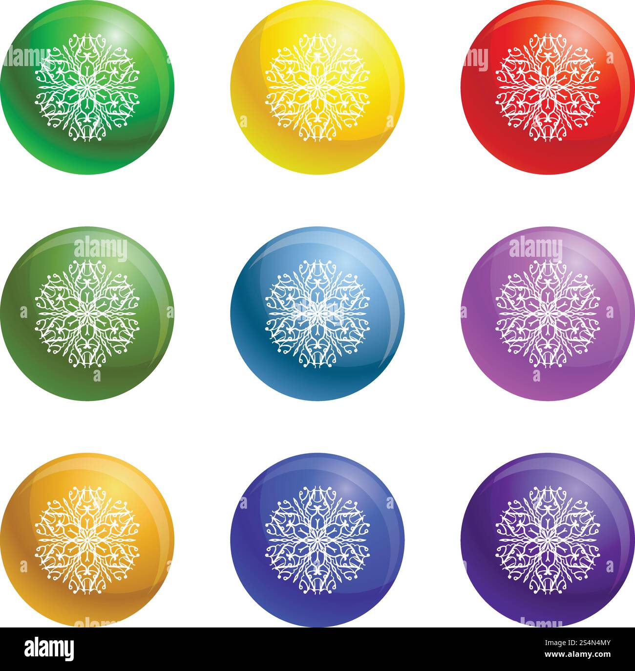 Snowflake icons vector 9 color set isolated on white background for any ...