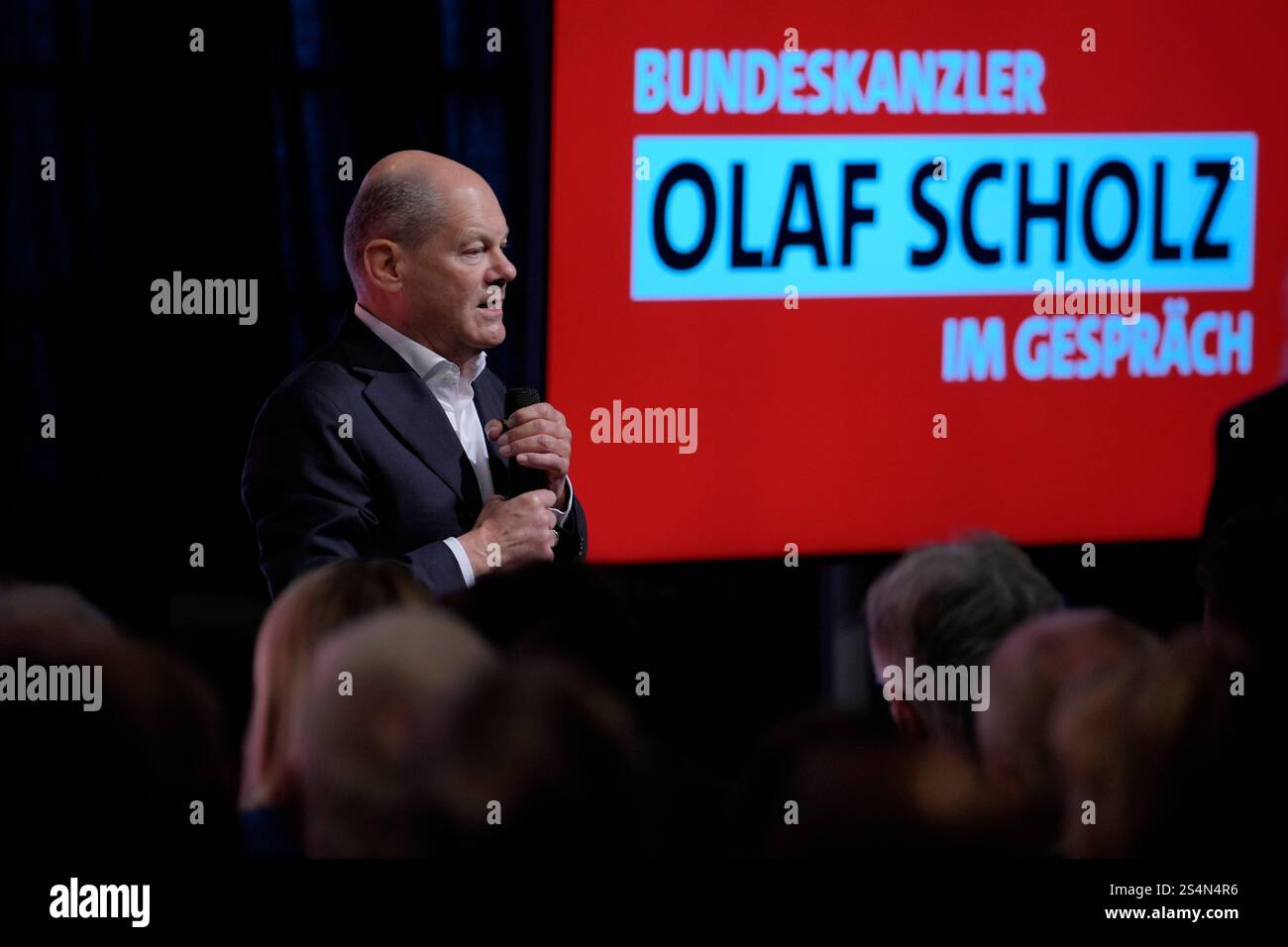 German Chancellor Olaf Scholz answers questions during the federal ...