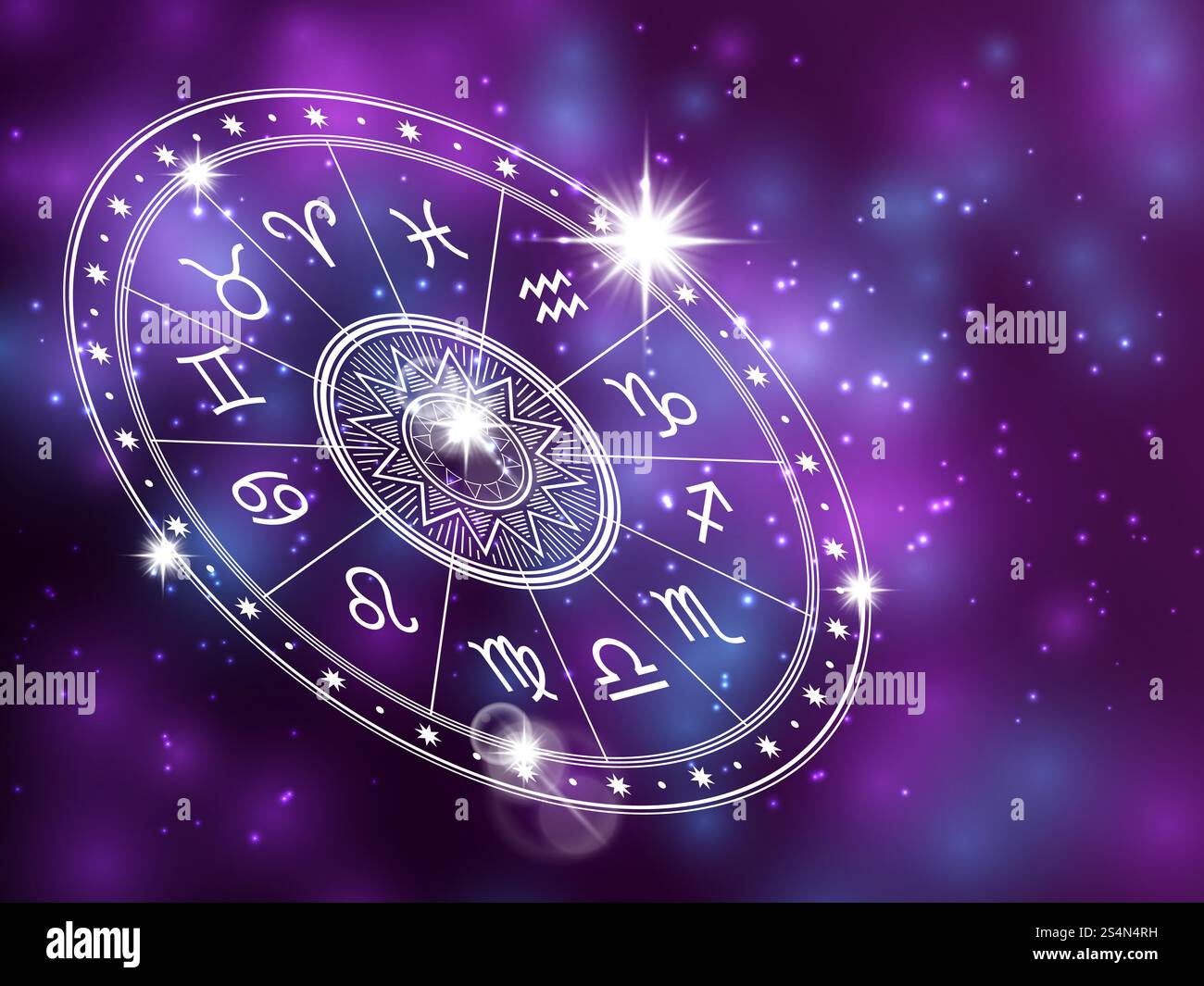 Horoscope circle on shiny backgroung - space backdrop with white ...