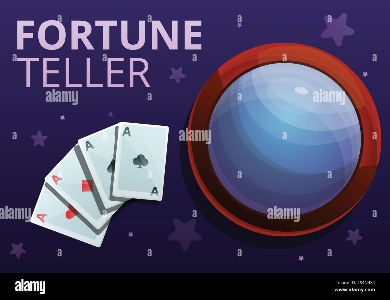 Fortune teller playing cards concept banner. Cartoon illustration of ...