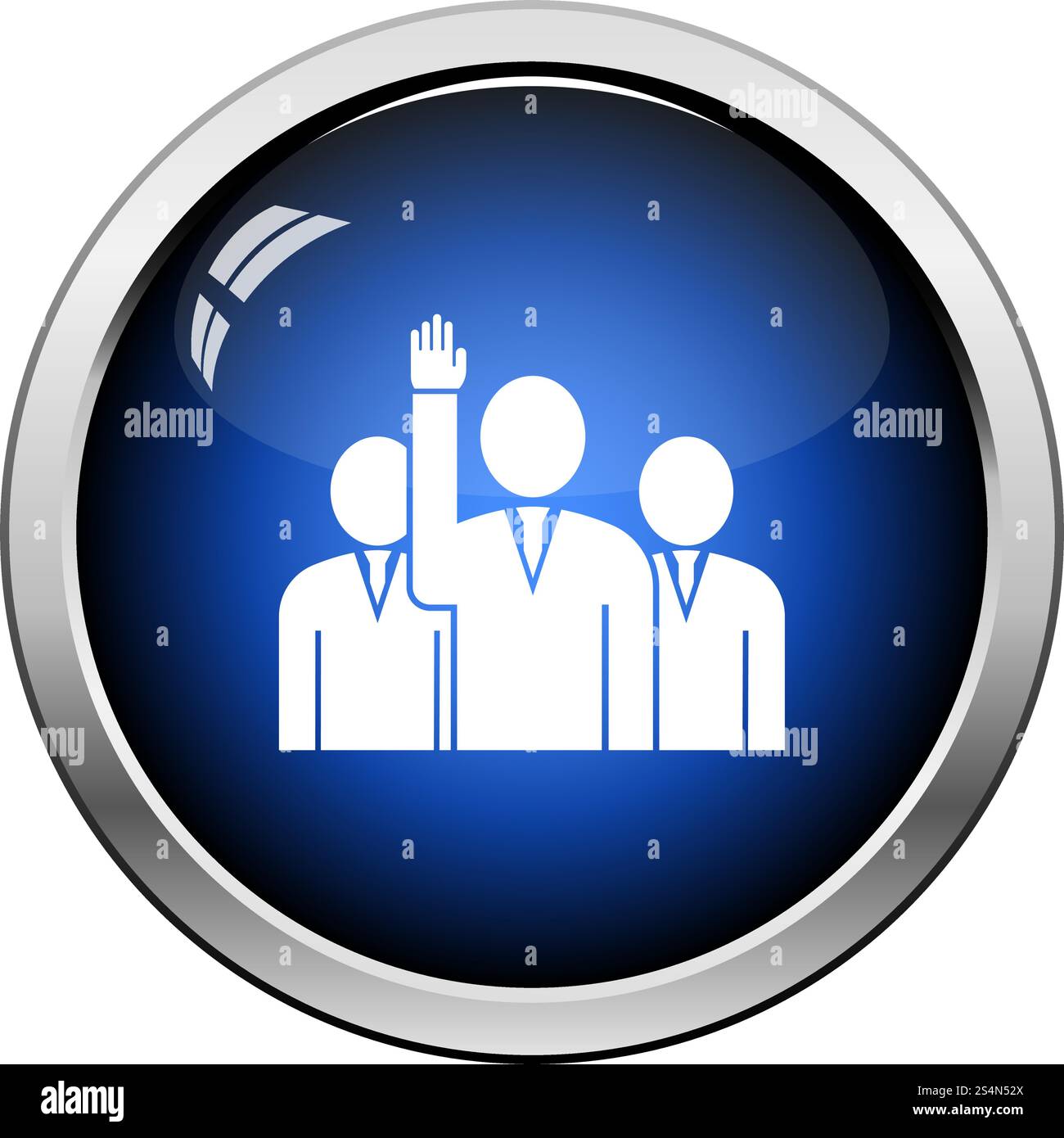 Voting Man With Men Behind Icon. Glossy Button Design. Vector ...