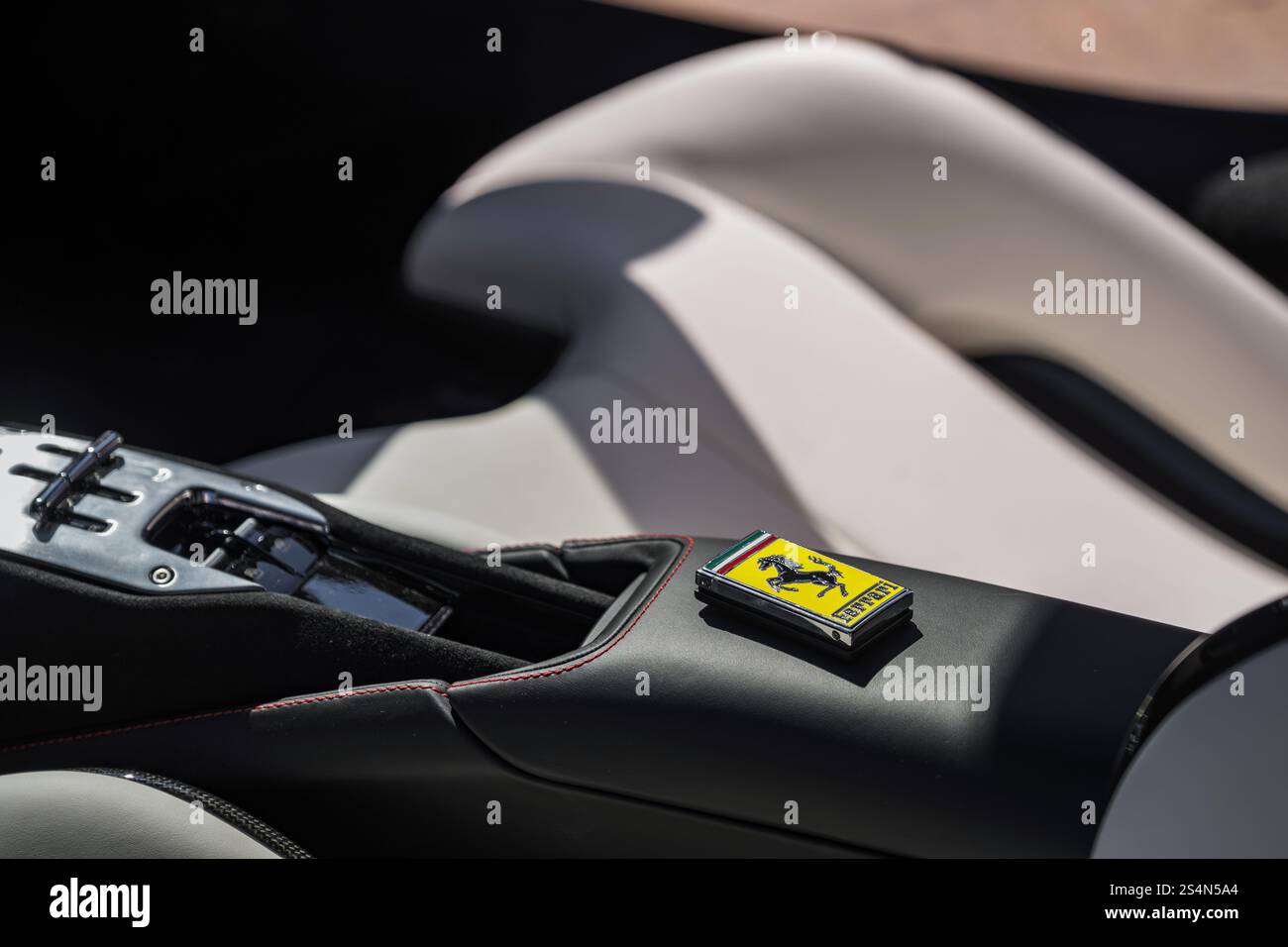 Slovenia, Ljubljana - 11 September 2024: Red Ferrari SF90 luxury sports ...
