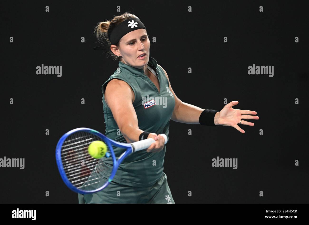 Melbourne, Australia. 13th Jan, 2025. Greet Minnen of Belgium returns during her round 1 match ...