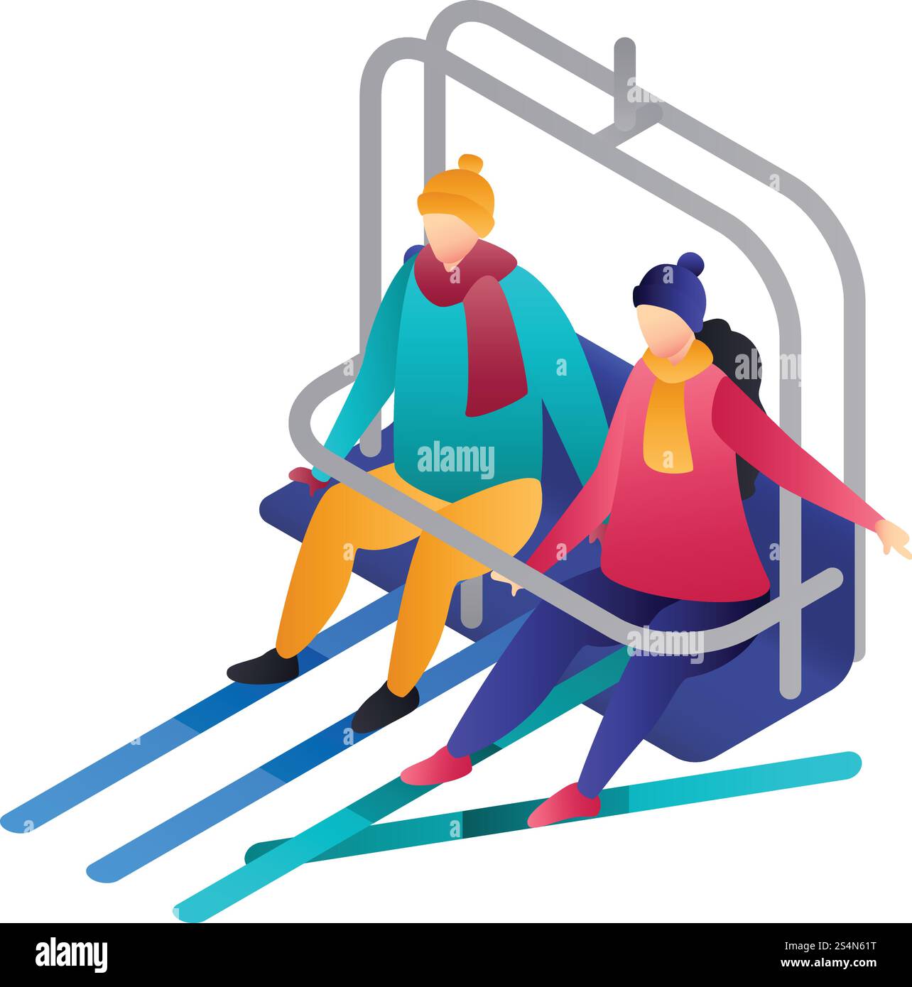 Couple in a cable car icon. Isometric of couple in a cable car vector ...