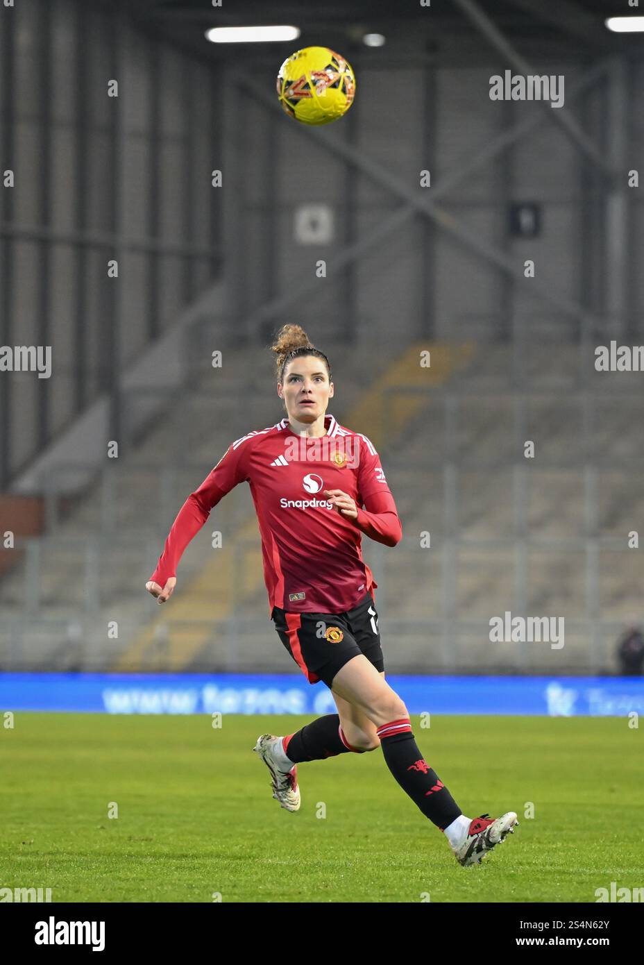 Manchester United's Dominique Janssen watches the ball during the Adobe ...