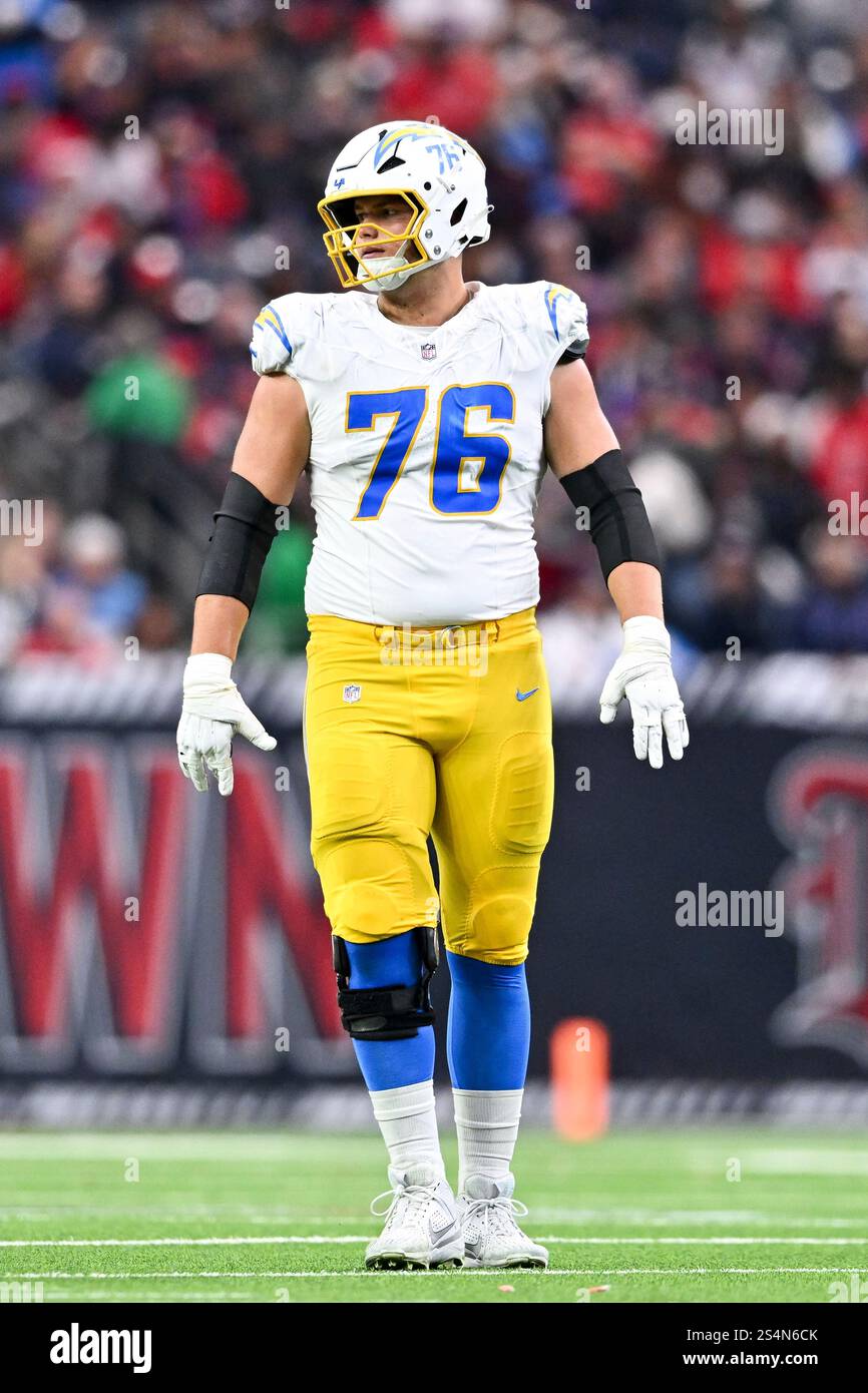 Los Angeles Chargers offensive tackle Joe Alt (76) looks on during the ...