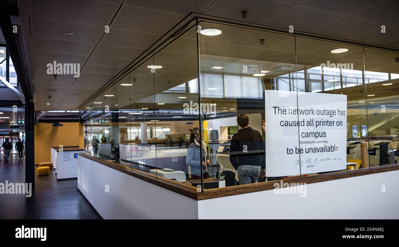 EINDHOVEN - Information signs about the network disruption in the ...