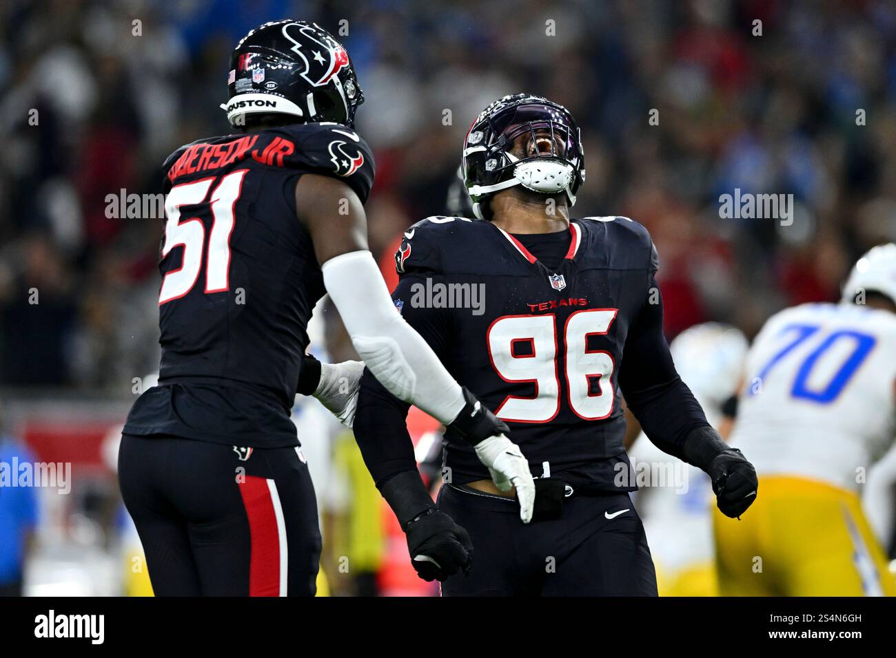 Houston Texans defensive end Denico Autry (96) reacts in the second ...