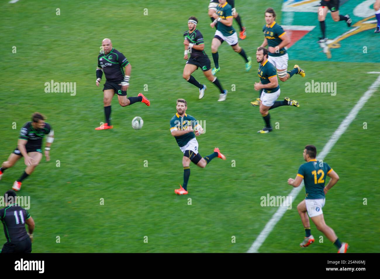 The Springboks, South African National Rugby team in a training match ...