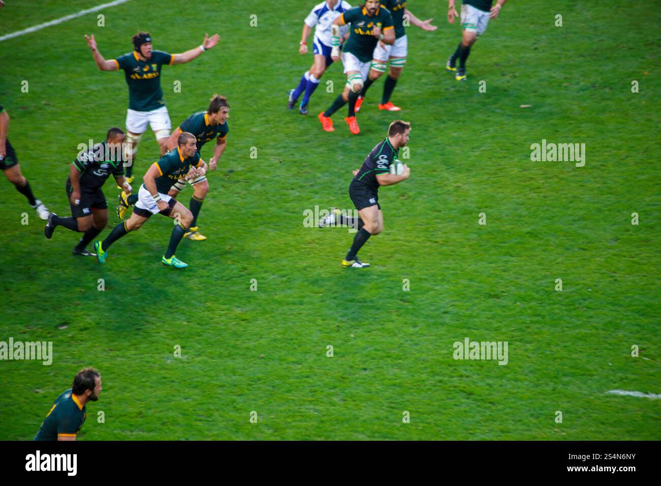 The Springboks, South African National Rugby team in a training match ...