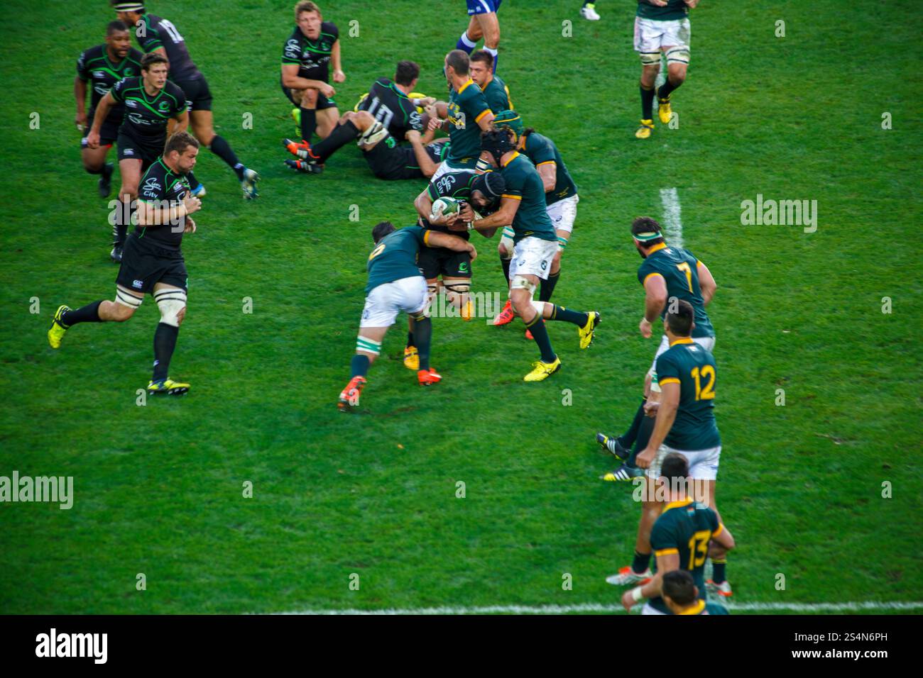 The Springboks, South African National Rugby team in a training match ...